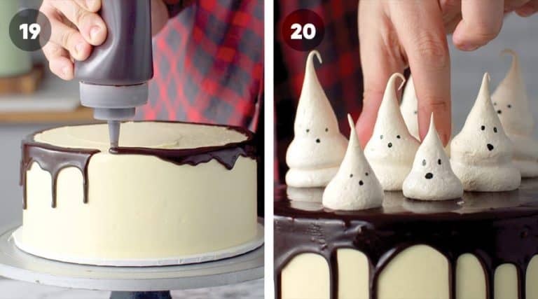 Meringue Ghost Halloween Cake - The Scran Line