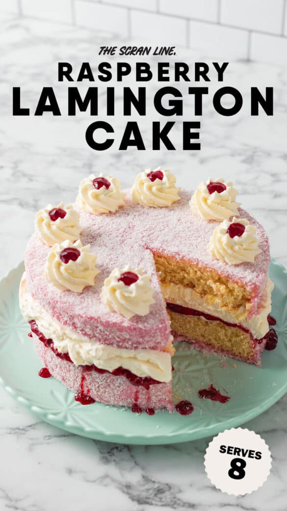 Raspberry Lamington Sponge Cake - The Scranline