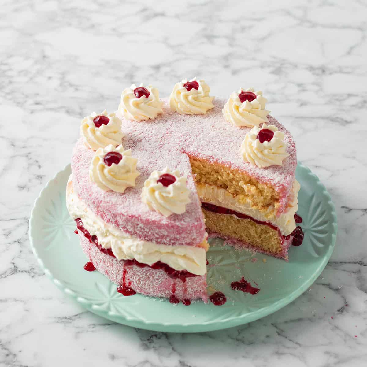 Raspberry Lamington Sponge Cake - The Scranline