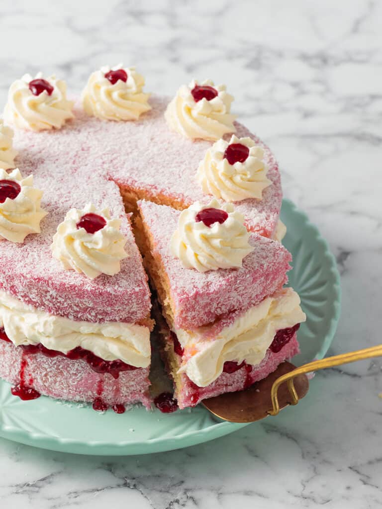 Raspberry Lamington Sponge Cake - The Scranline