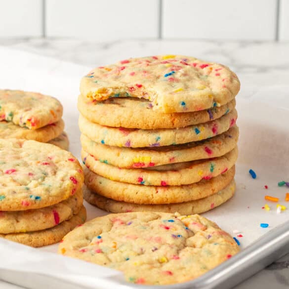 Chewy Vanilla Funfetti Sugar Cookies - The Scranline