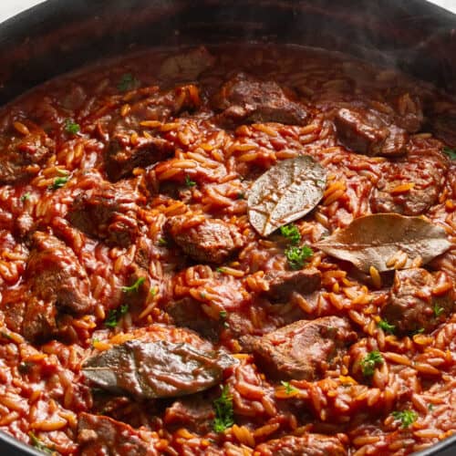 Greek Beef Orzo Pasta (Giouvetsi) - The Scranline