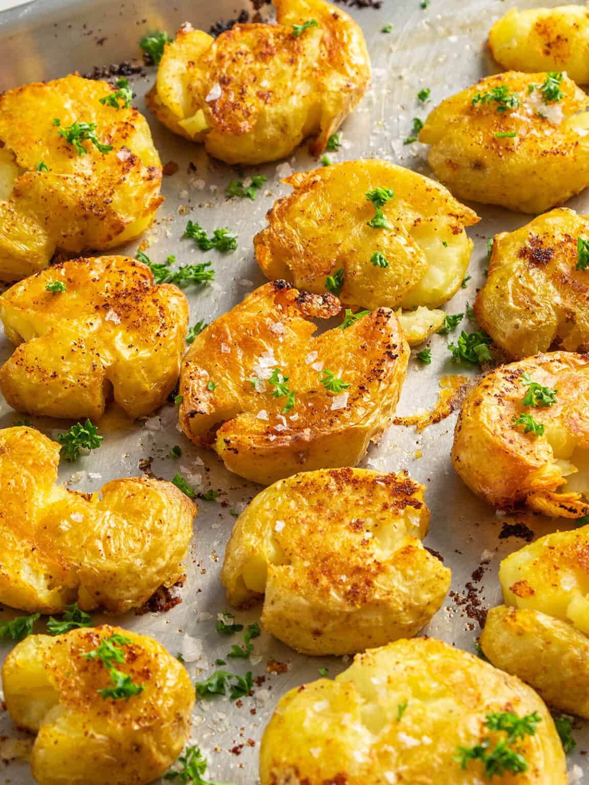 Crispy Smashed Baked Potatoes - The Scranline