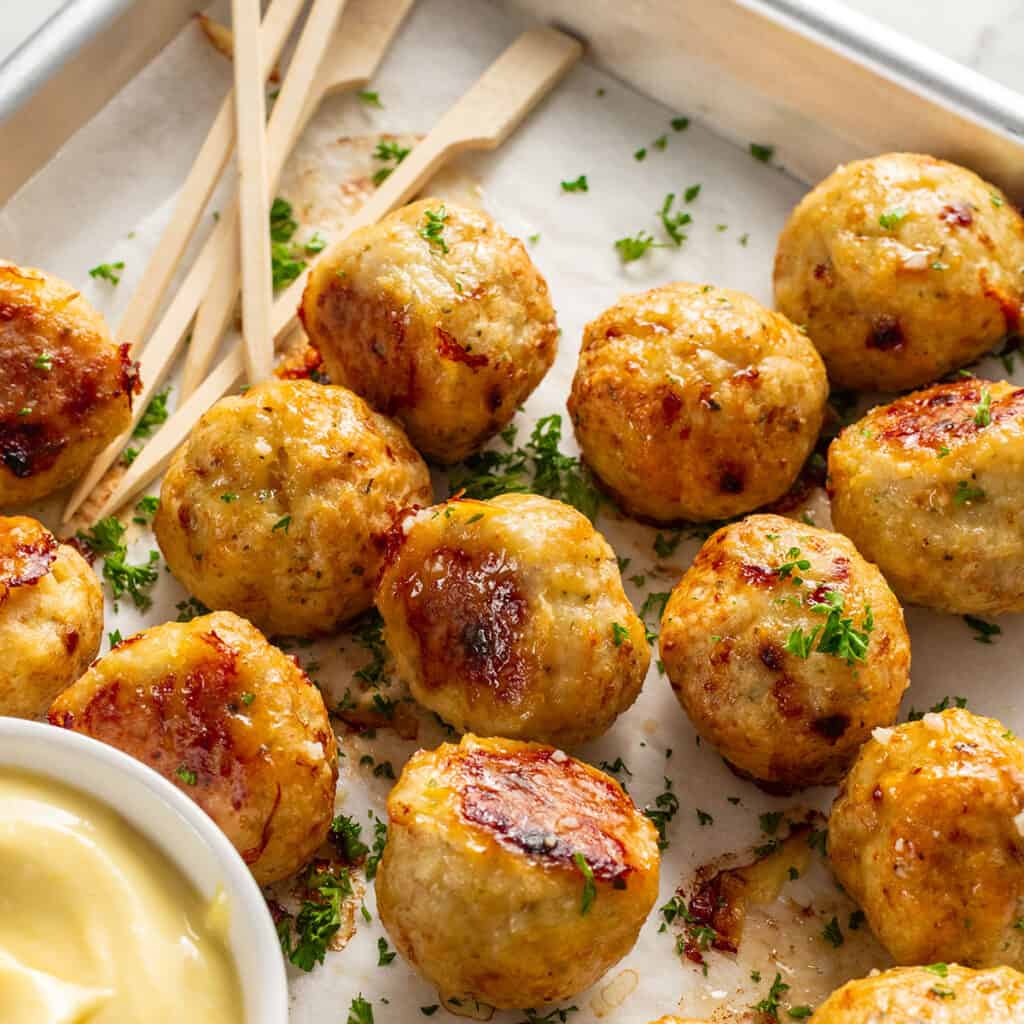 Juicy Baked Chicken Meatballs - The Scranline