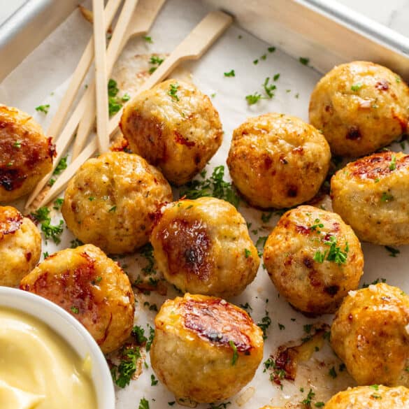 Juicy Baked Chicken Meatballs - The Scranline