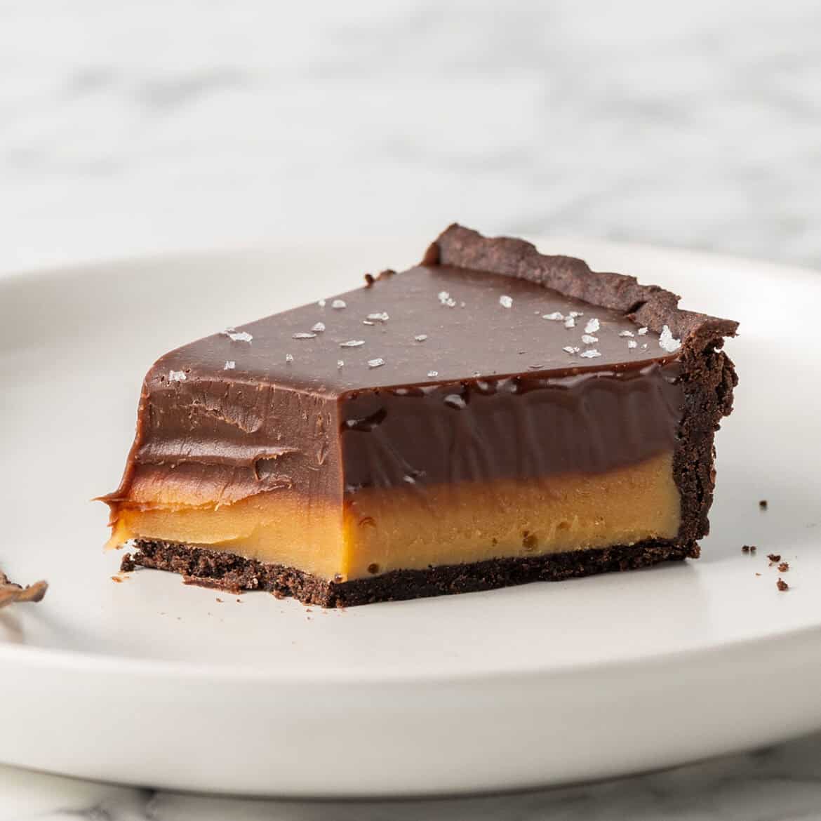 Fudgy Baked Caramel and Chocolate Ganache Tart - The Scranline