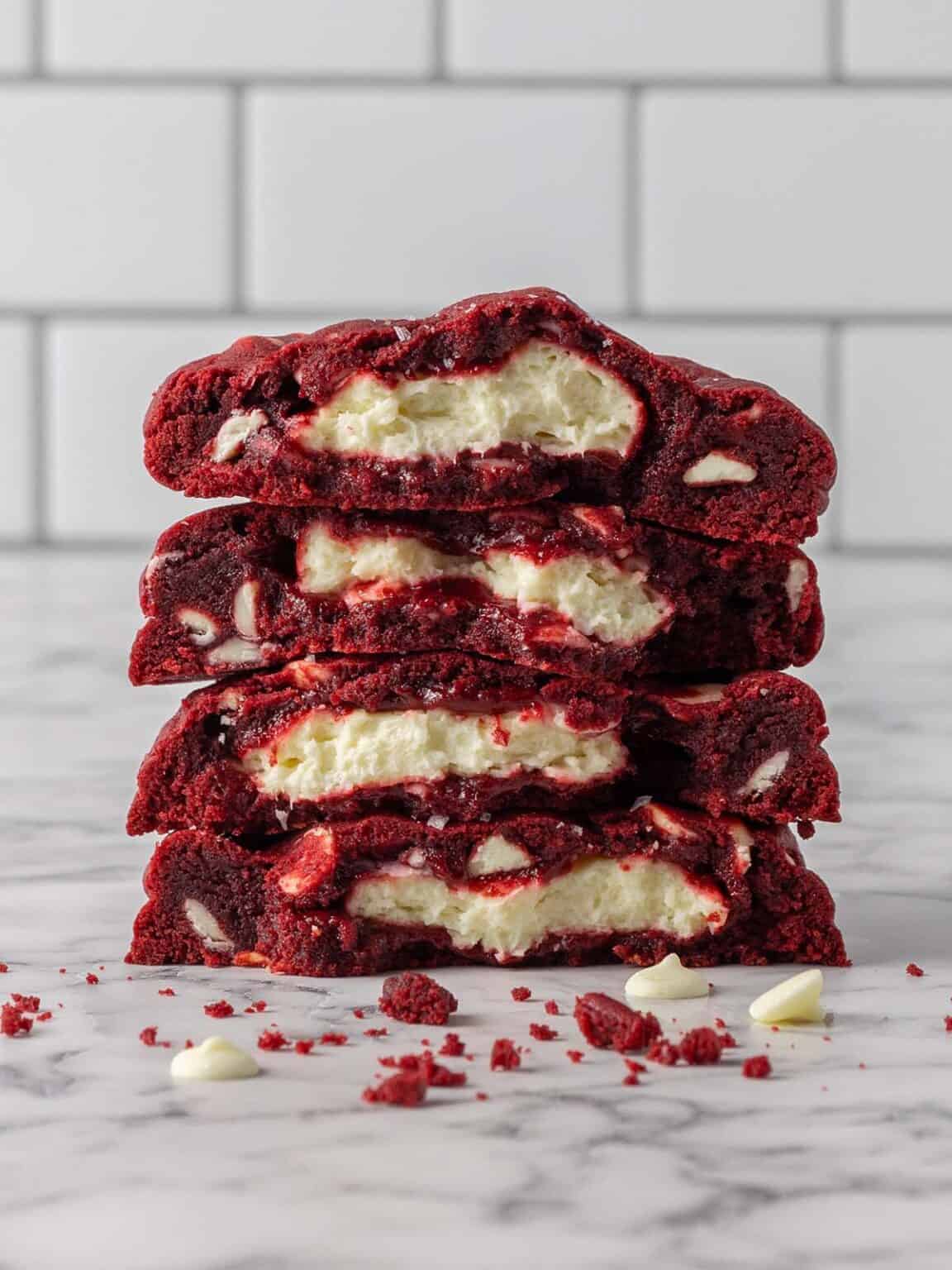 Red Velvet Cheesecake Stuffed NYC Cookies - The Scranline